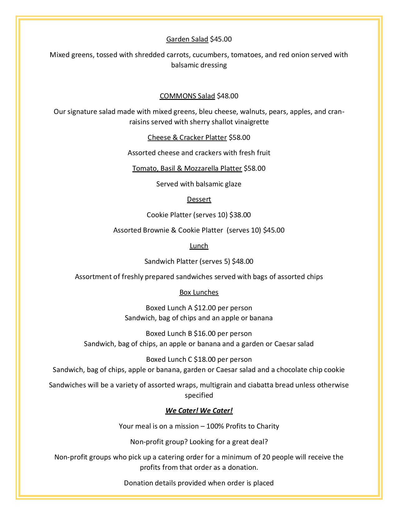 Catering | COMMONS café
